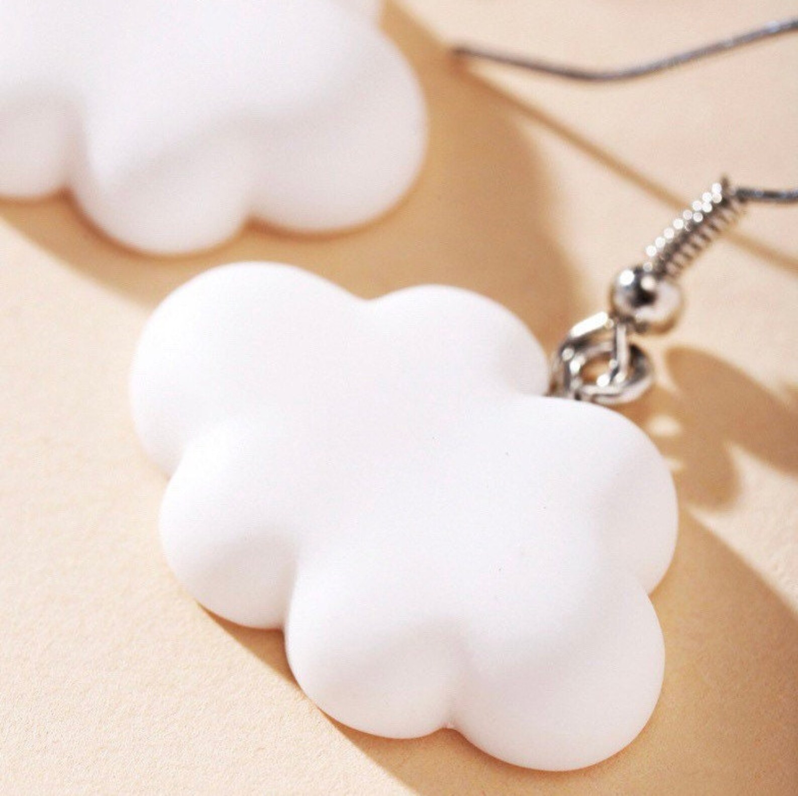 Same Day Shipping Dangle Drop Hook Cloud Earrings Cute White Silver ...