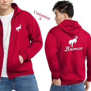 Ford Bronco Heritage Edition Fleece Fullzip Hooded Jacket Light Blue ...