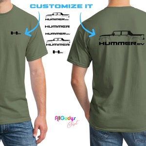 Hummer EV Lover Tshirt With Model Logo on Back and Left Front Chest Printed on Gildan Shirts, H ...