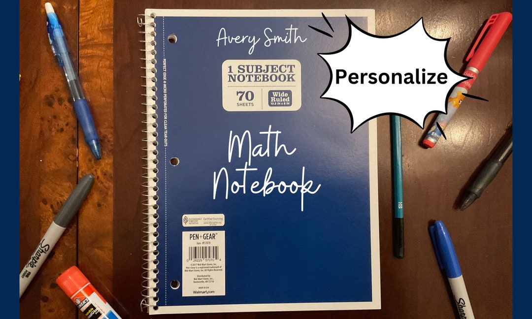 Personalized Spiral Notebook Wide Ruled 1 Subject Customized Name ...