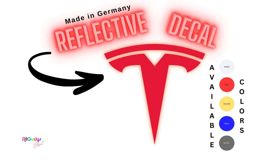 Tesla Logo Reflective Decal Bumper Sticker Available in Different ...