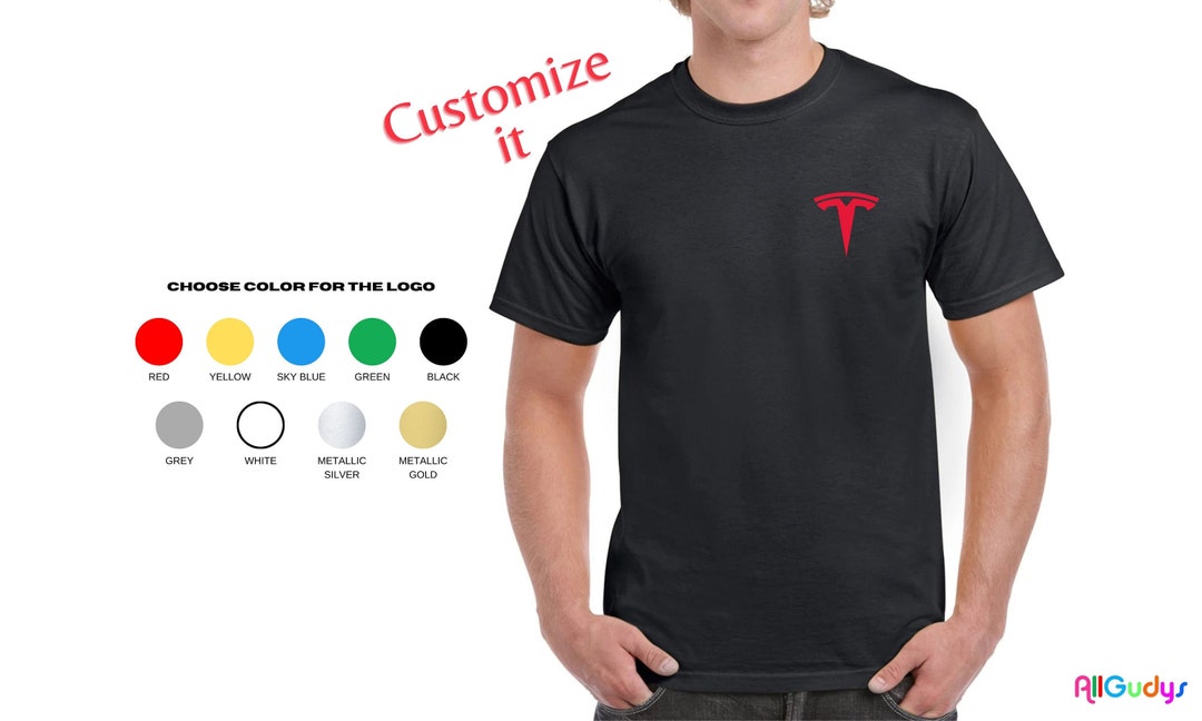 Tesla Lover T-shirt With Red Tesla Logo Christmas Gift Great Christmas ...