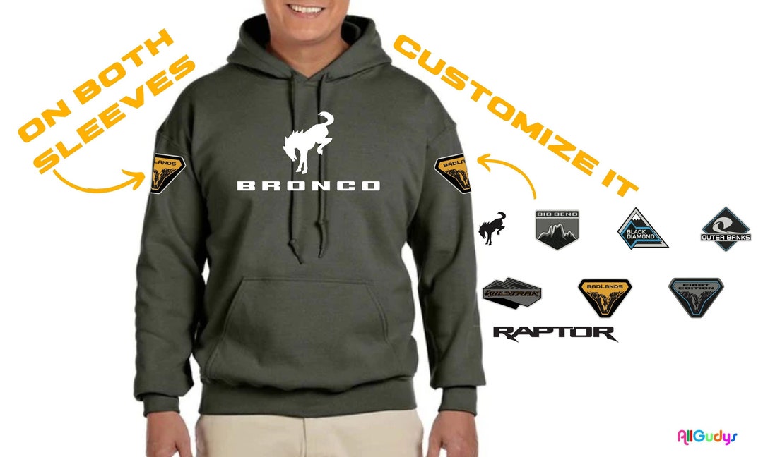 Ford Bronco Lover Hoodie With Model Logo on Both Sleeves, Ford Bronco ...