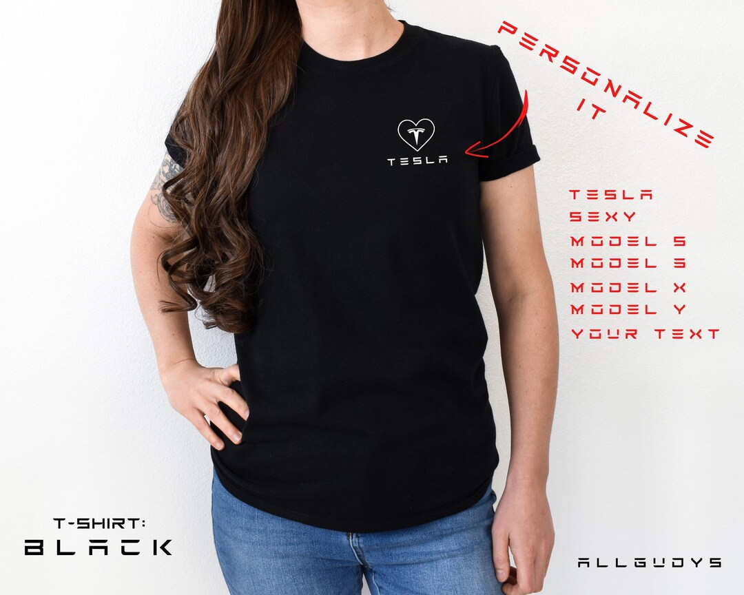 TESLA Fan T-shirt With Personalized Text in Tesla Font With Tesla Logo ...