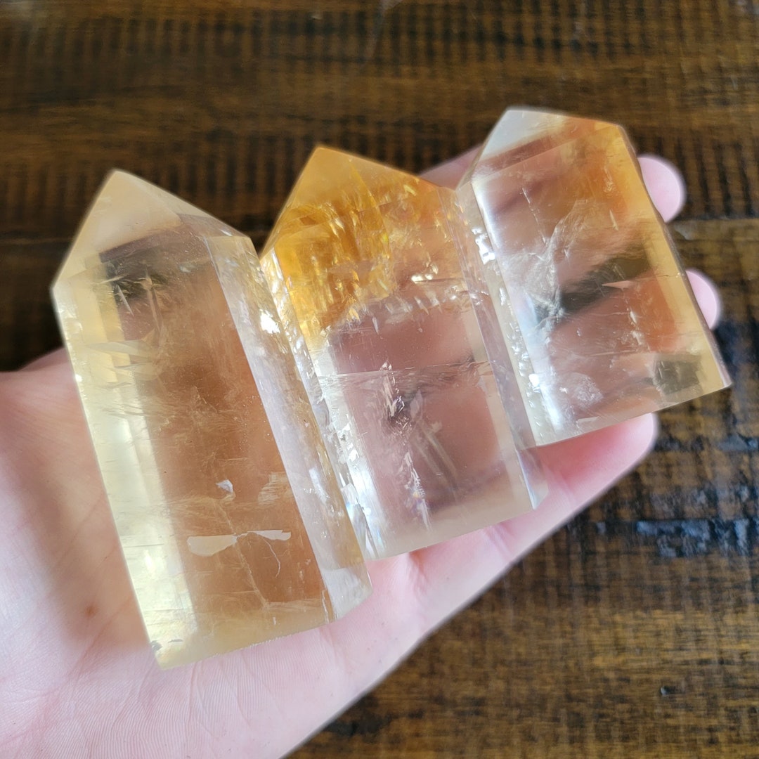 Optical Honey Calcite Tower Point With Rainbows - Etsy