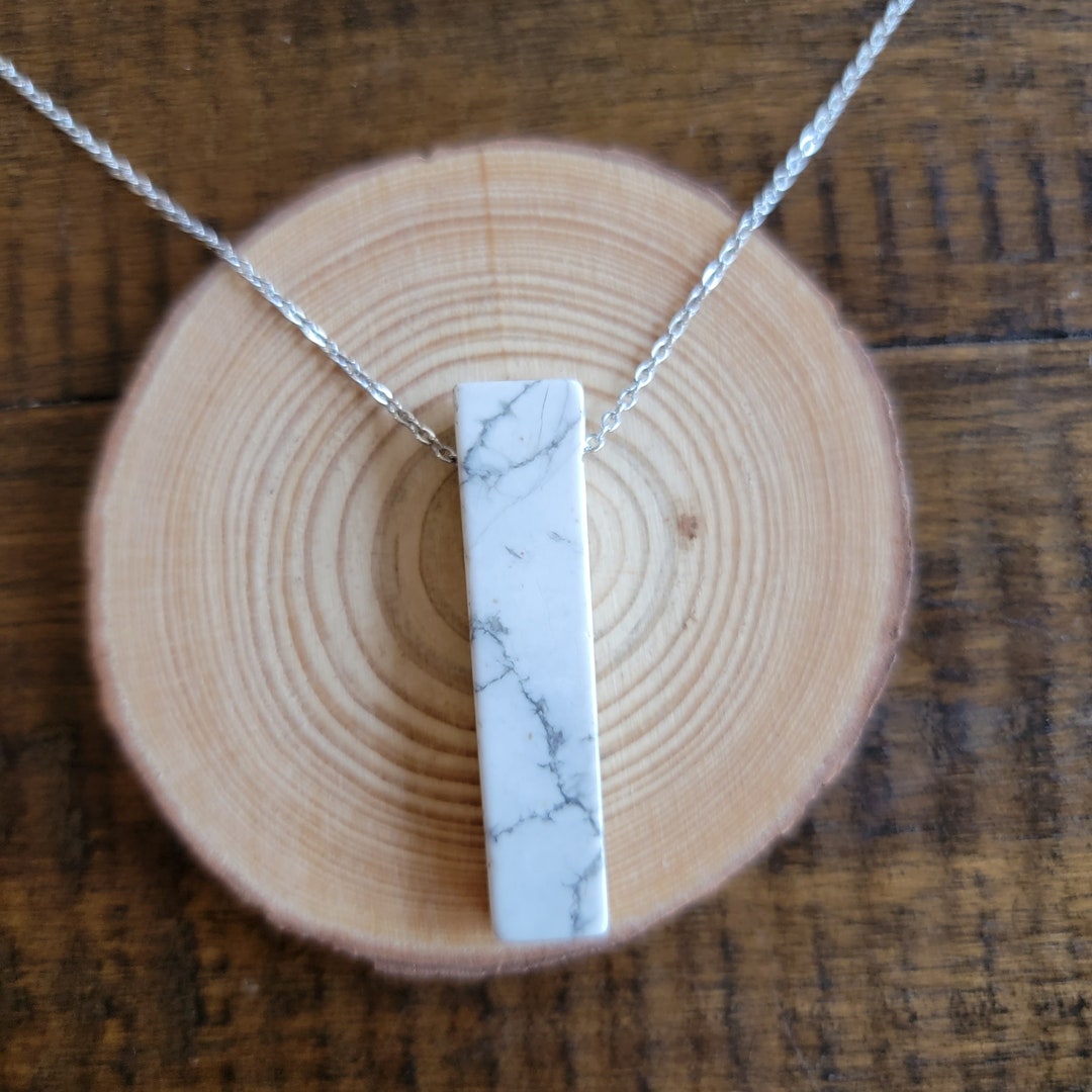 Howlite Bar Pendant Necklace - Etsy