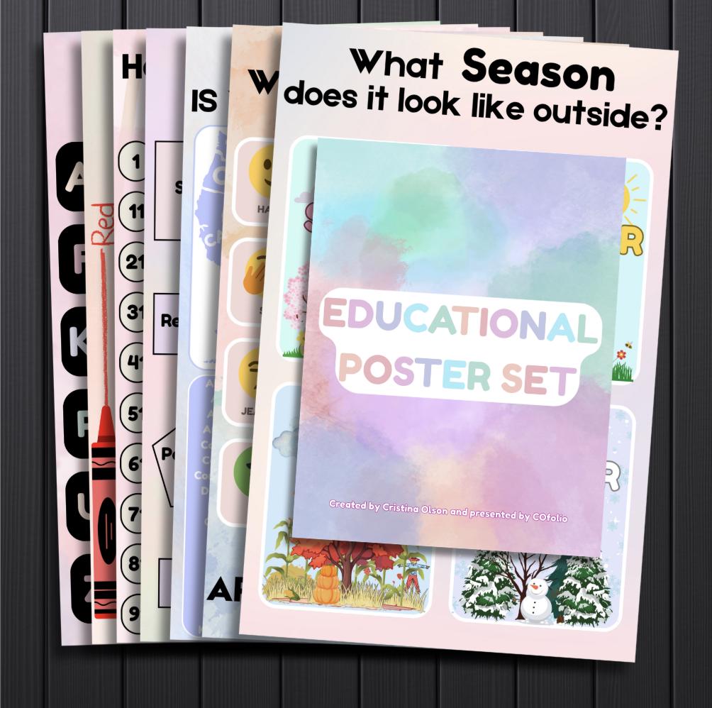 Pastel Educational Poster Set | 16 Printable Learning Posters | 11x17 ...