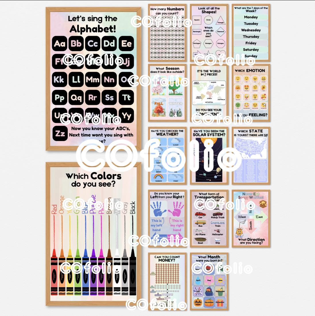 Pastel Educational Poster Set | 16 Printable Learning Posters | 11x17 ...