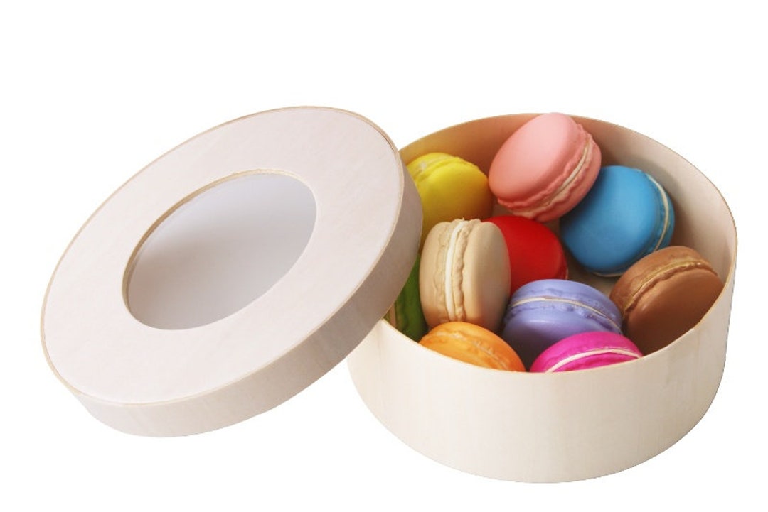 4 Pack Biodegradable Round Small Wooden Packaging Box With Clear Window ...