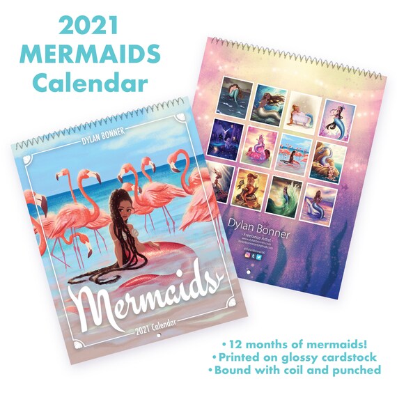 MERMAIDS A 12 Month 2021 Calendar by Dylan Bonner | Etsy
