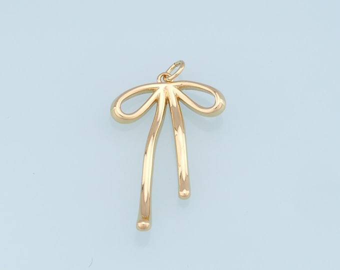 Gold Bow Charms,18k Gold Filled Enamel Bow Pendant,bow Tie Charm Bracelet Necklace for DIY ...