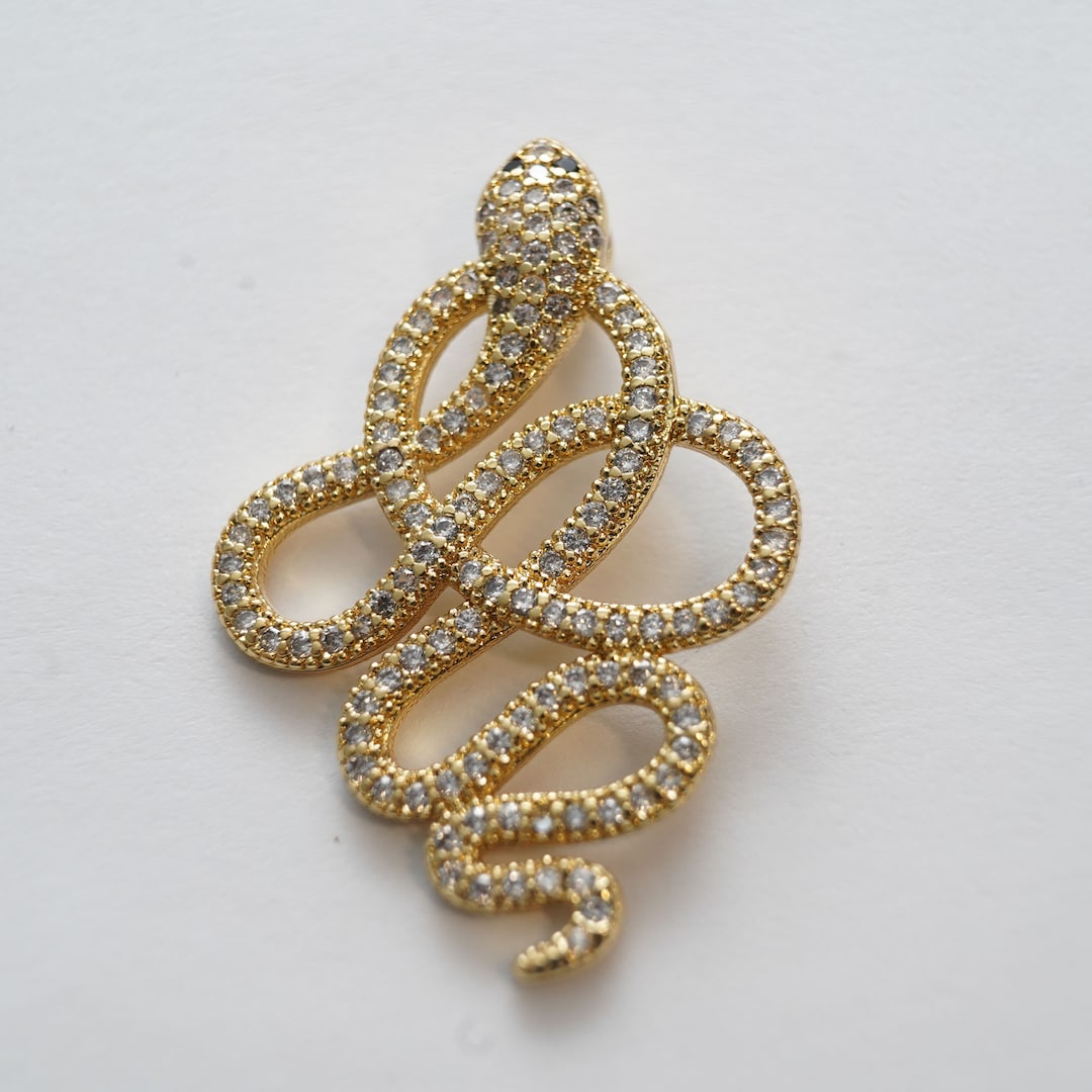 Gold Snake Charms,18k Gold Filled CZ Micro Pave Snake Pendant,snake ...