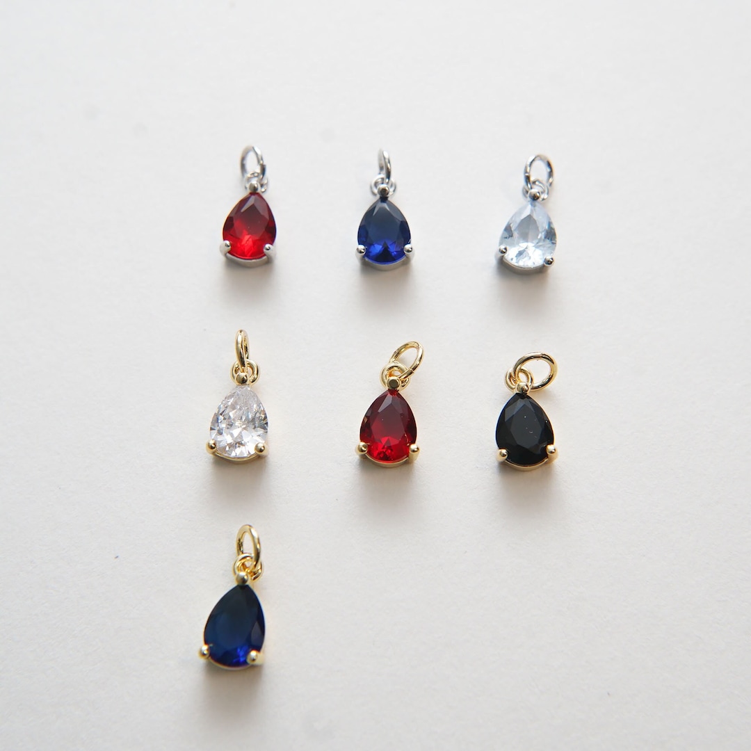 Gold Tiny Teardrop Charms,18k Gold Filled CZ Teardrop Crystal Pendant ...