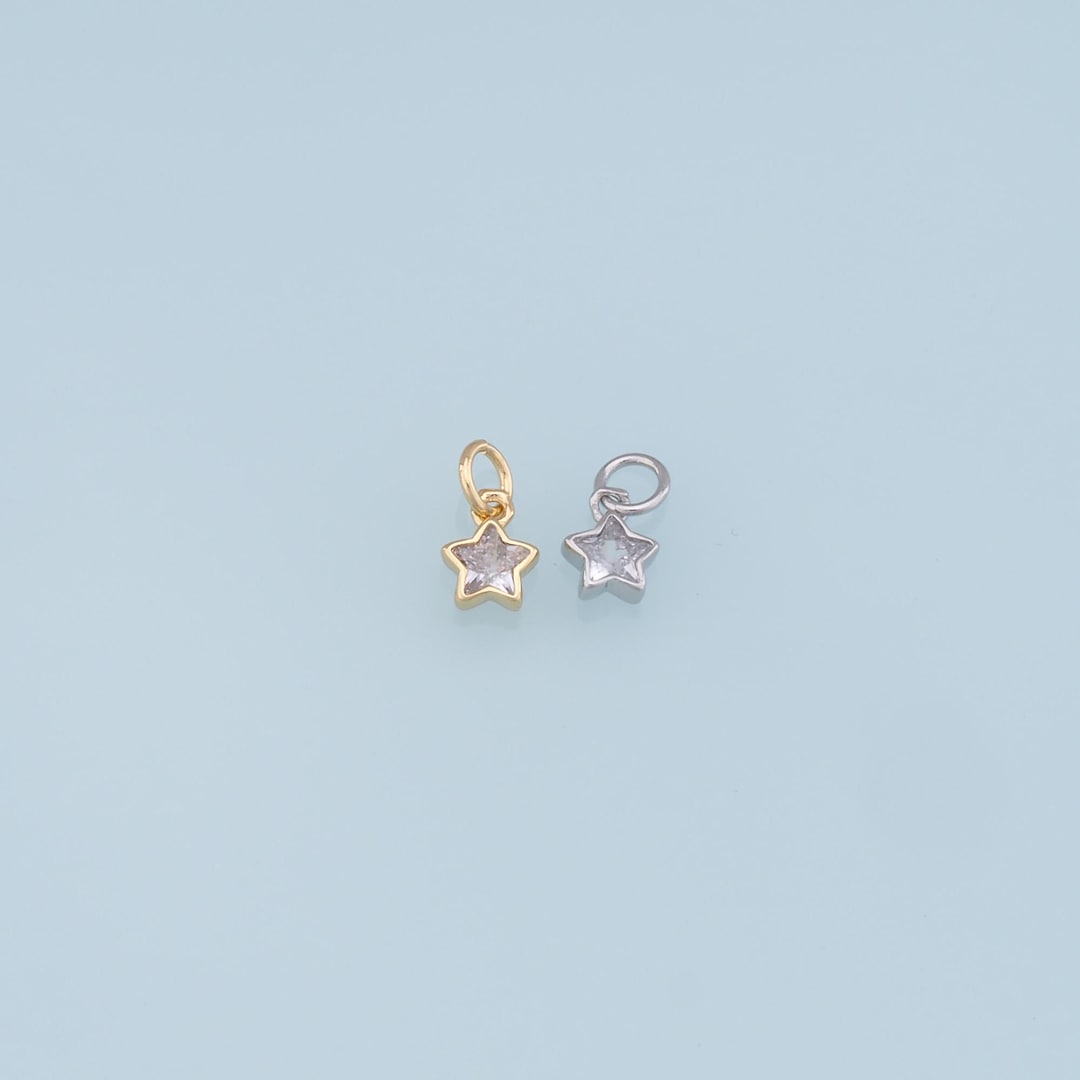 Gold Star Charms,18k Gold Filled CZ Star Pendant,celestial Charm ...