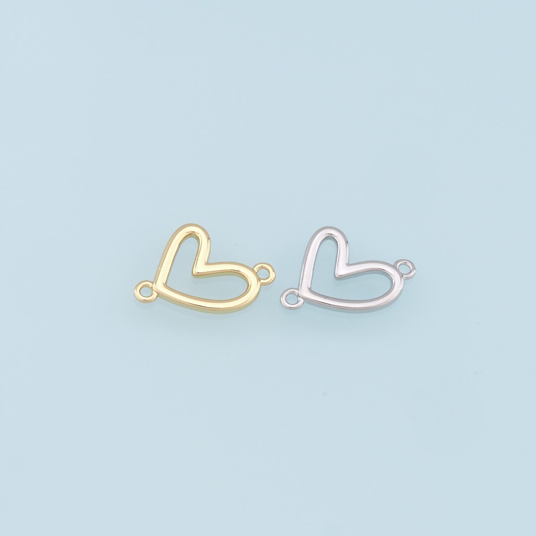 Gold Heart Connector Charms,18k Gold Filled Heart Pendant,heart Charm ...