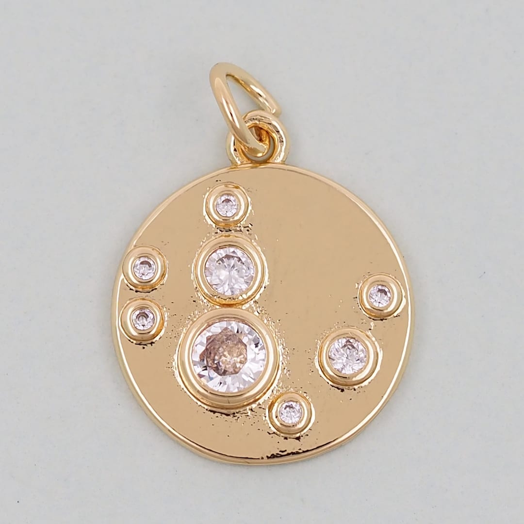 Gold Round Charms,18k Gold Filled Round Coin Pendant,round Charm ...