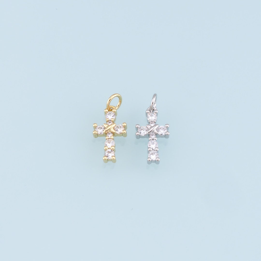 Gold Cross Charms,18k Gold Filled Cross Pendant,cz Micro Pave Cross ...