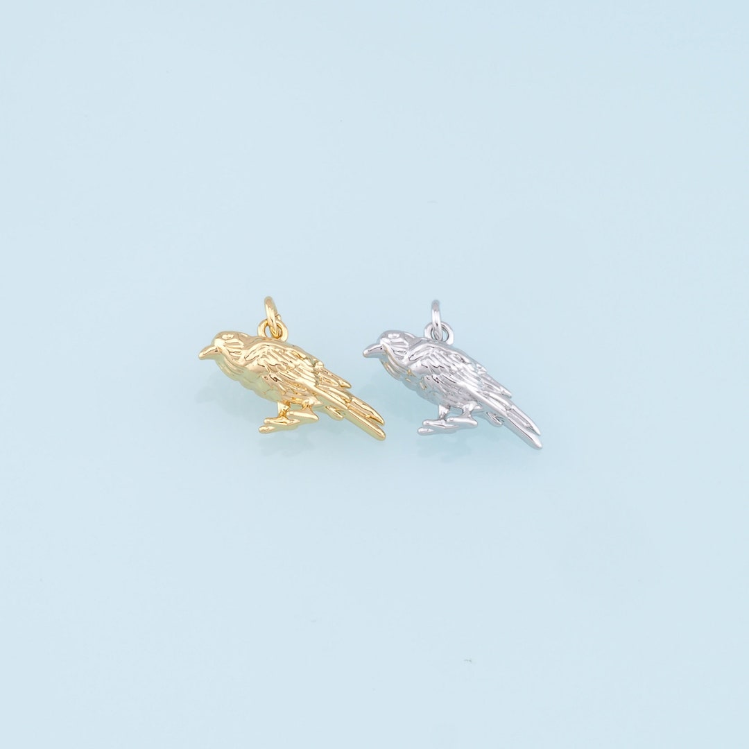 Gold Crow Charms,18k Gold Crow Pendant,crow Charm Bracelet Necklace for ...