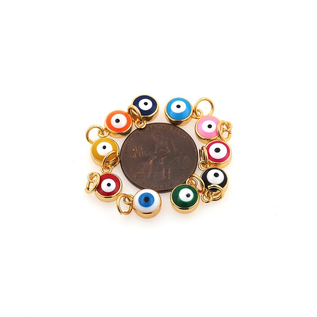 18K Gold Filled Tiny Evil Eye Pendant,blue Evil Eye Charm Necklace for ...