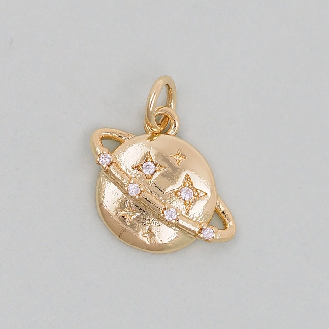 Gold Saturn Charms,18k Gold Filled Saturn Pendant,silver Celestial ...