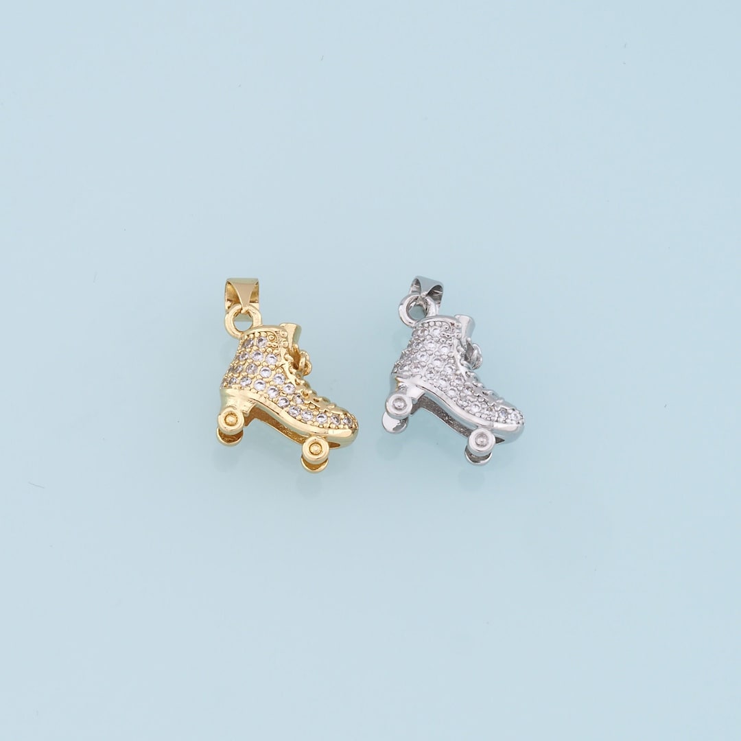Gold Roller Skate Charms,18k Gold Filled Roller Skate Pendant,skates ...