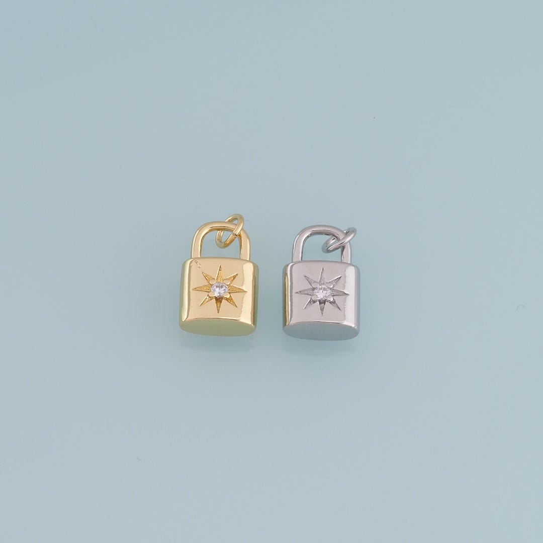 Gold Star Key Lock Charms,18k Gold Filled Key Pendant,lock Charm ...