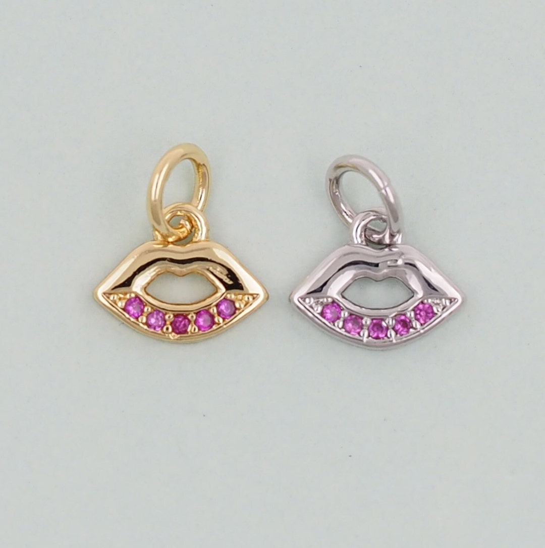 Gold Lips Charms,18k Gold Filled Lips Pendant,lips Charm Bracelet ...