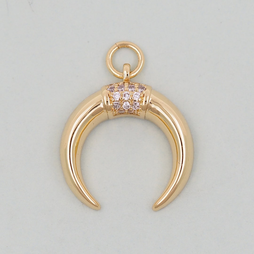 18K Gold Filled Horn Pendant,horn Charm Bracelet Necklace for DIY ...