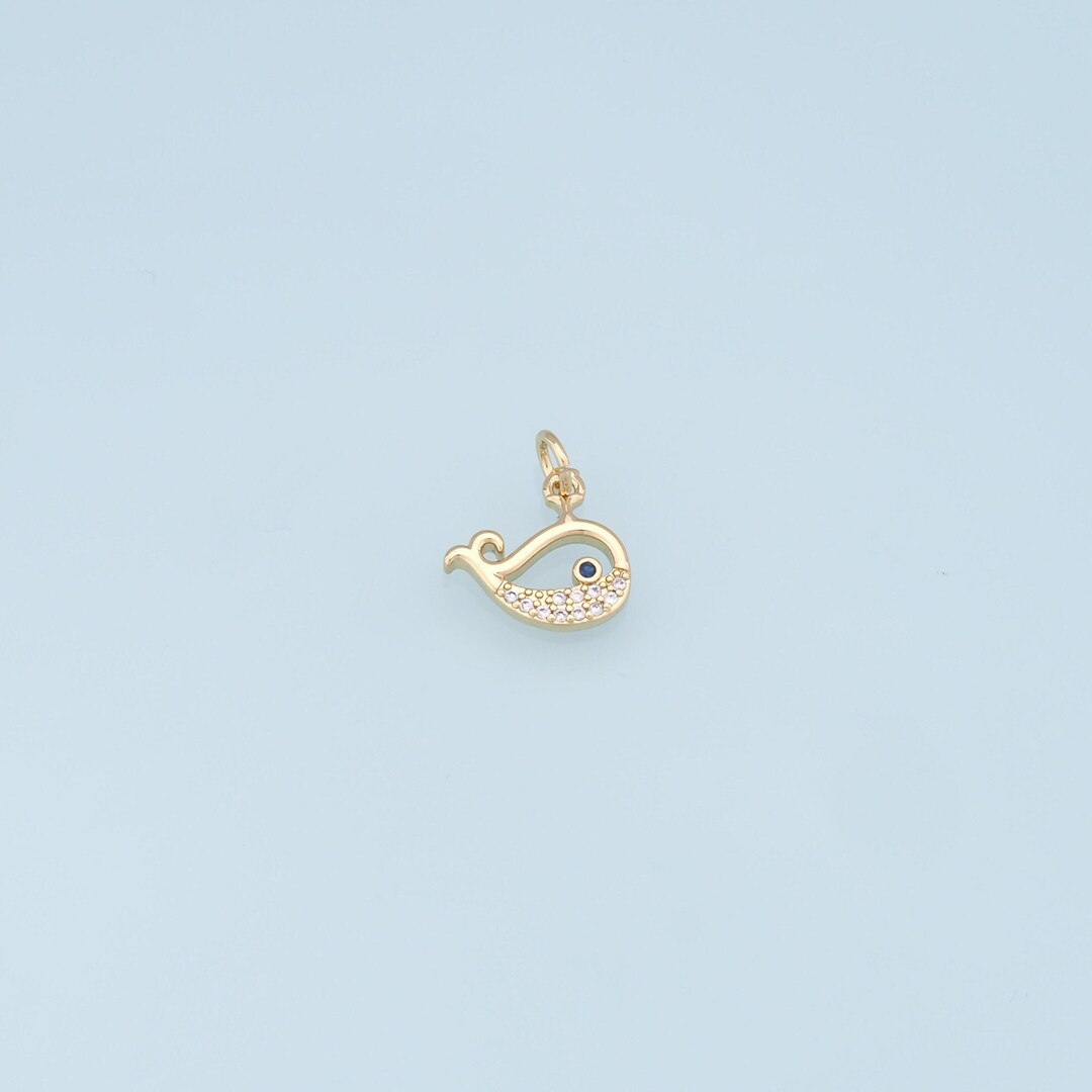 Gold Whale Charms,18k Gold Filled Whale Pendant,cz Micro Pave Whale ...