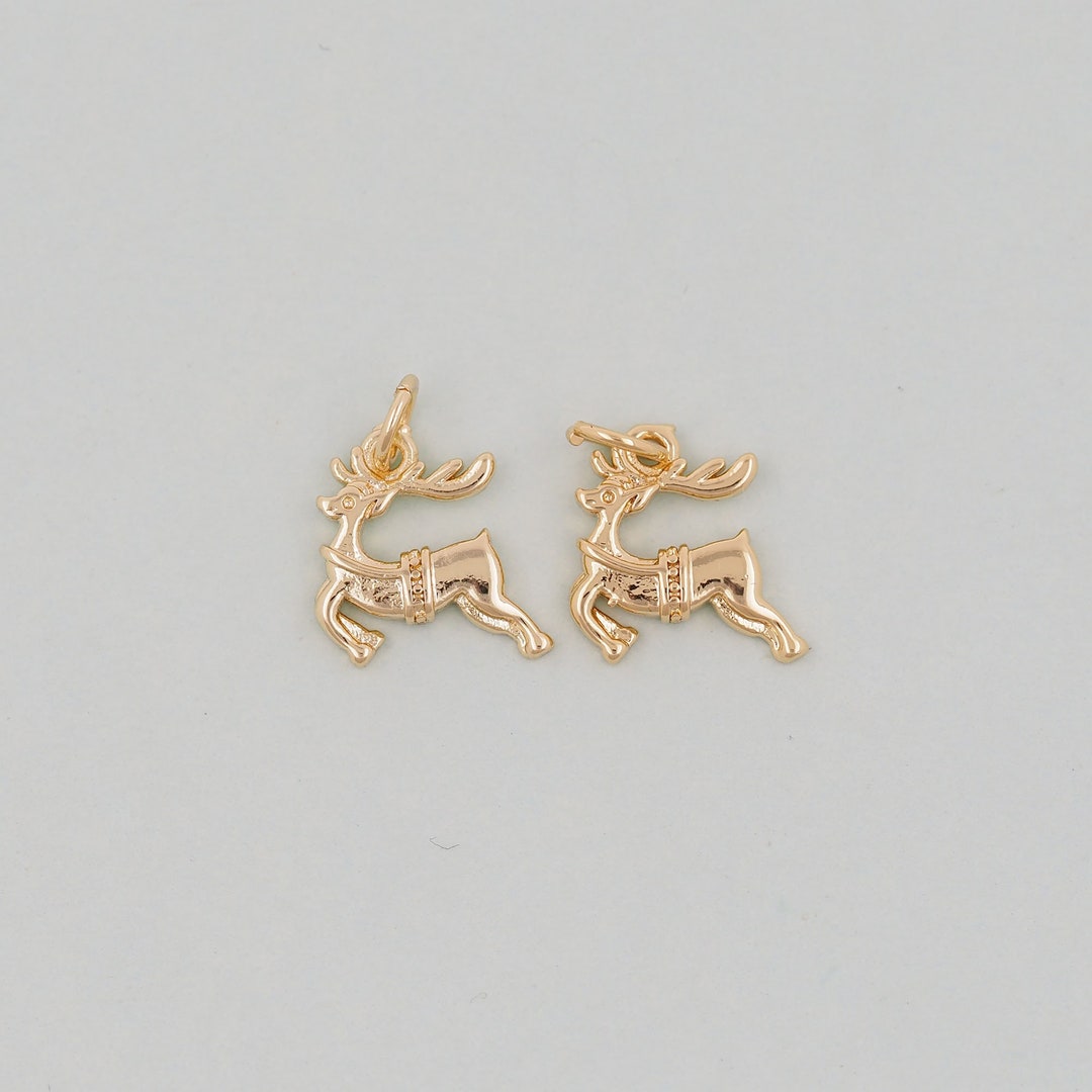 Gold Christmas Charms,18k Gold Filled Christmas Elk Pendant Charm ...