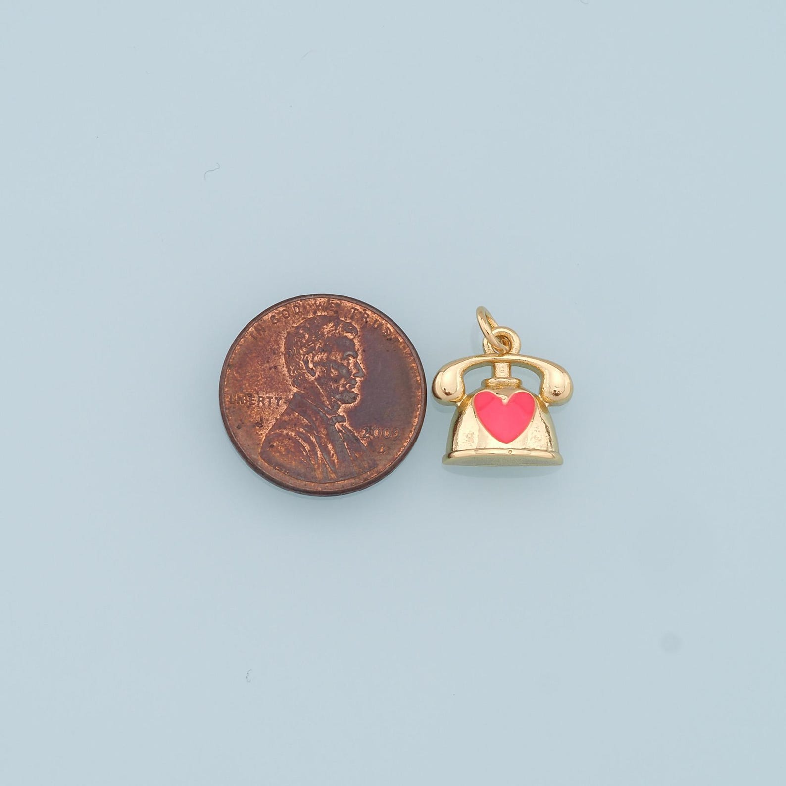 Gold Telephone Charms,18k Gold Filled Telephone Pendant,enamel ...