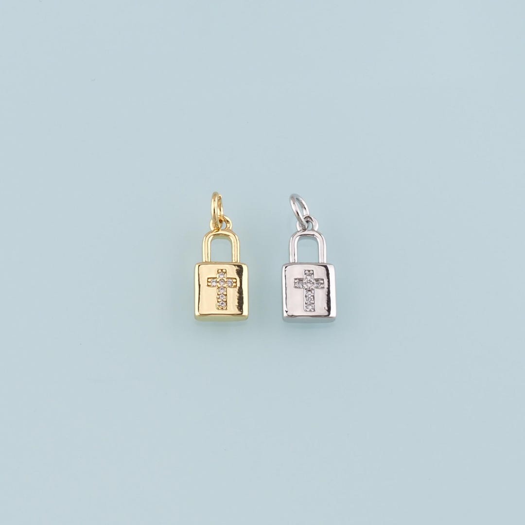 Gold Key Lock Charms,18k Gold Filled Lock Pendant,cz Micro Pave Lock ...