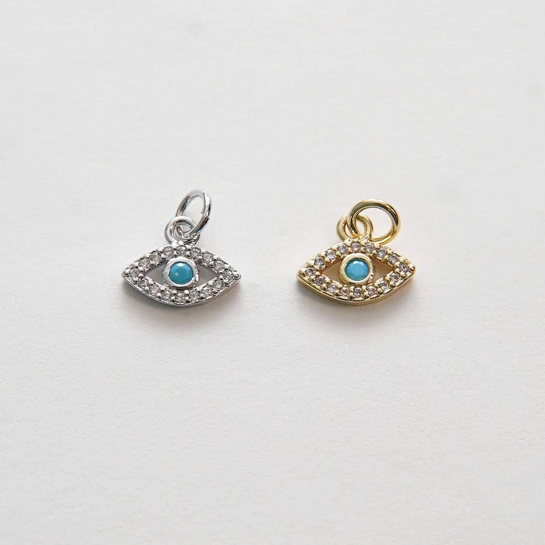 Gold Tiny Evil Eye Charms,18k Gold Filled Evil Eye Pendant,silver Evil ...