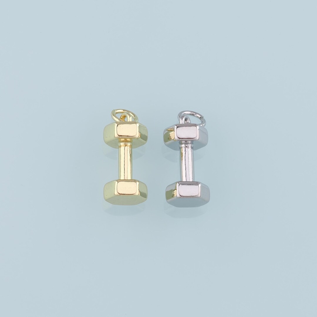 Gold Dumbbell Charms,18k Gold Filled Dumbbell Pendant Charm Bracelet ...