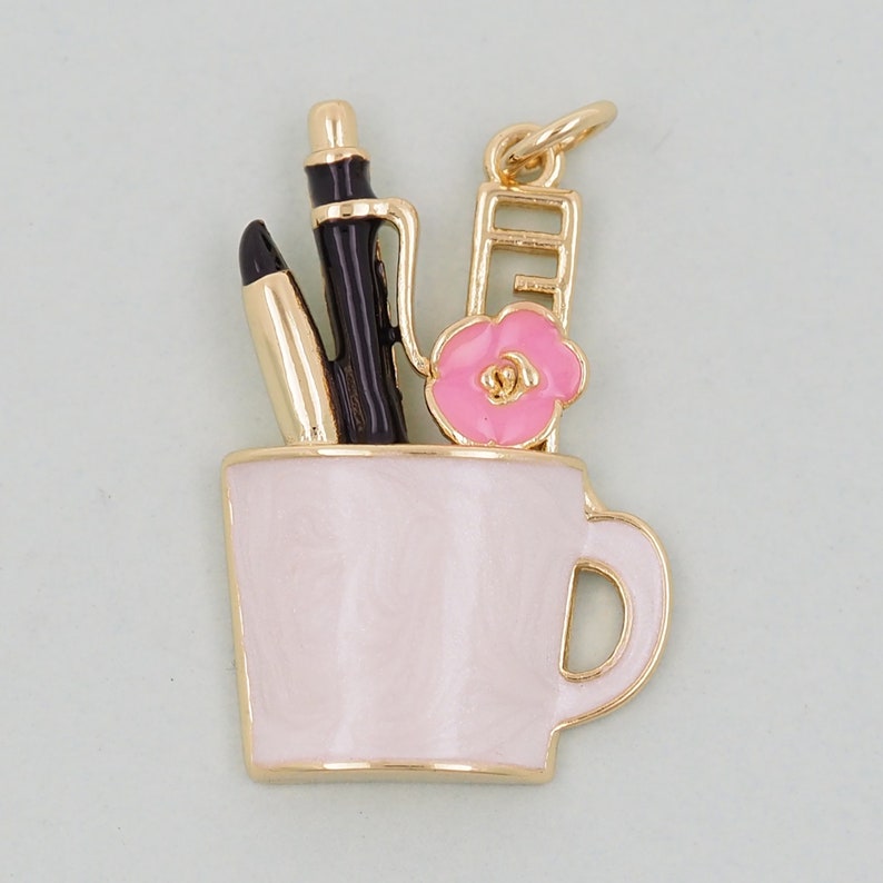 Gold Pen Charms,18k Gold Filled Pen Pendant,pen Holder Charm Bracelet ...