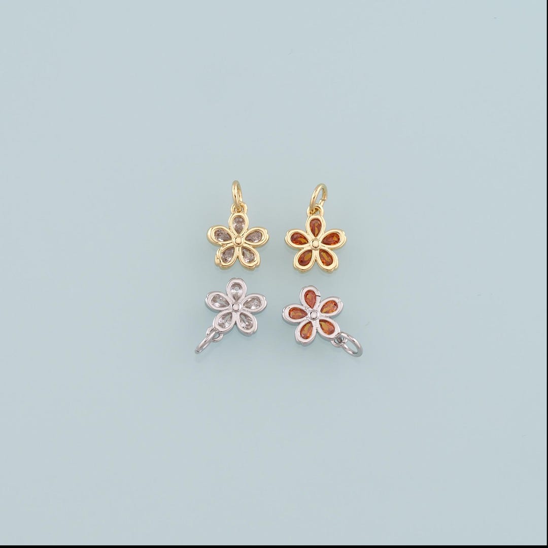 Gold Flower Charms,18k Gold Filled Flower Pendant,cz Micro Pave Flower ...