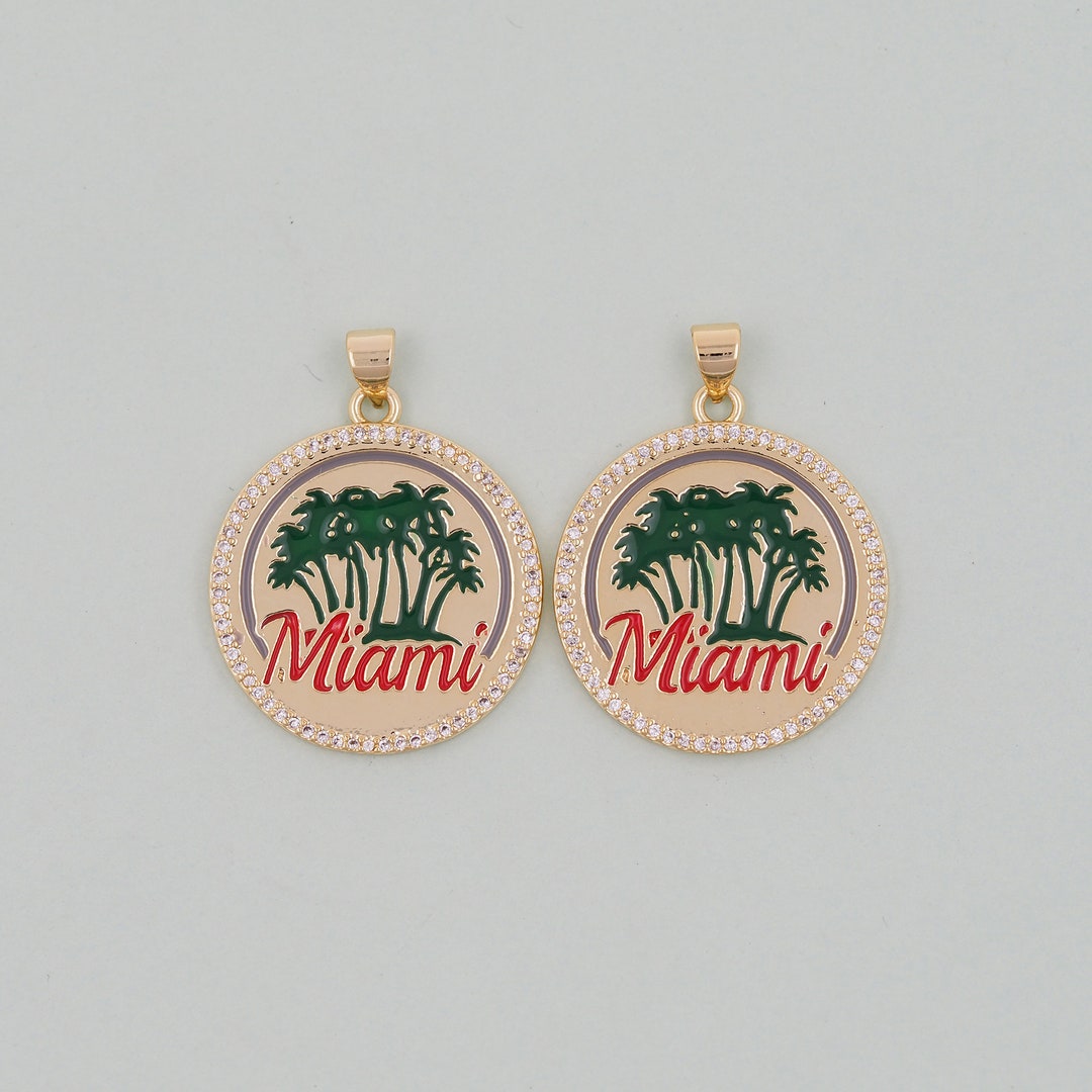 Gold Miami Charms,18k Gold Filled Flame Miami Pendant Bracelet Necklace ...