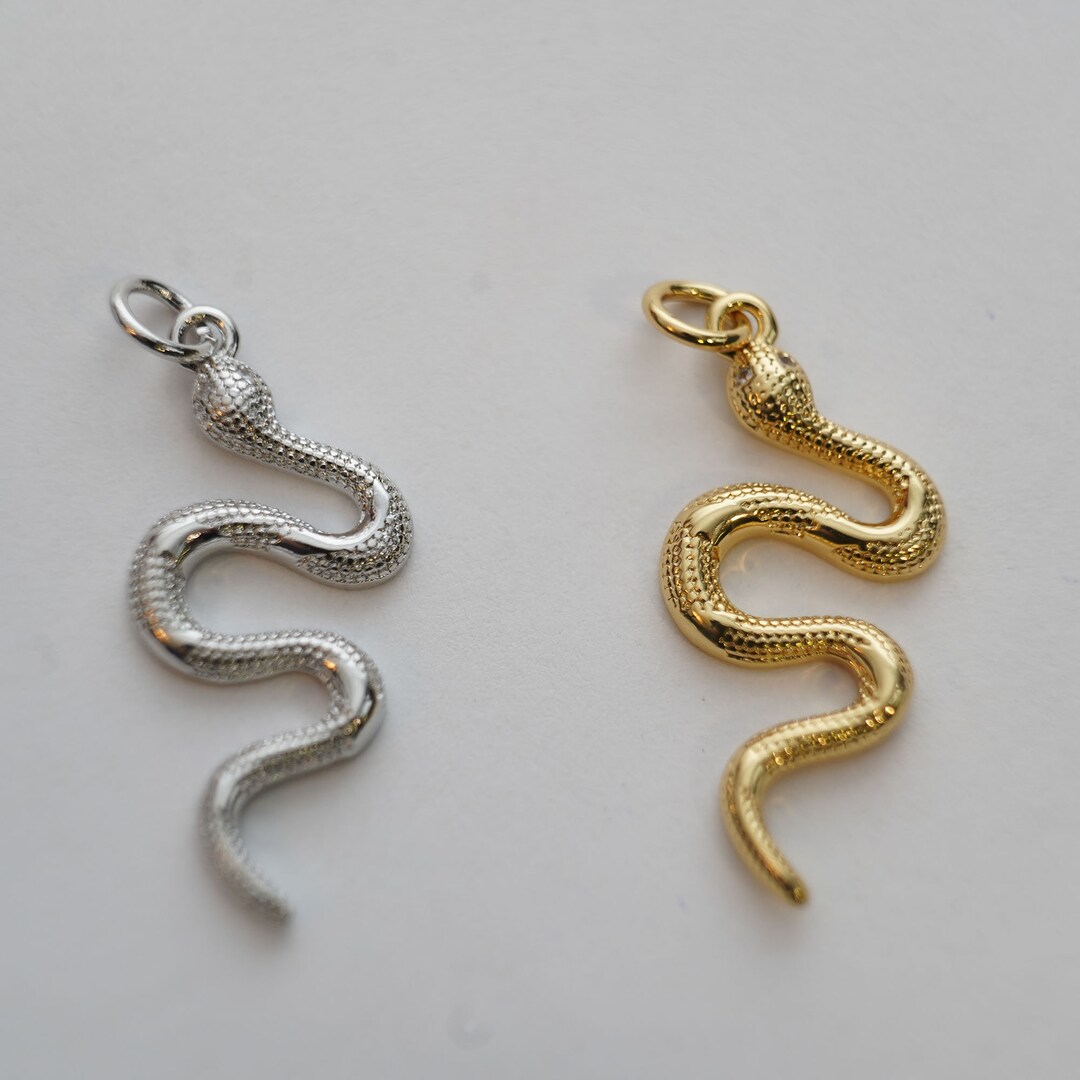 18K Gold Filled Snake Pendant,silver Snake Charms Bracelet Necklace for ...