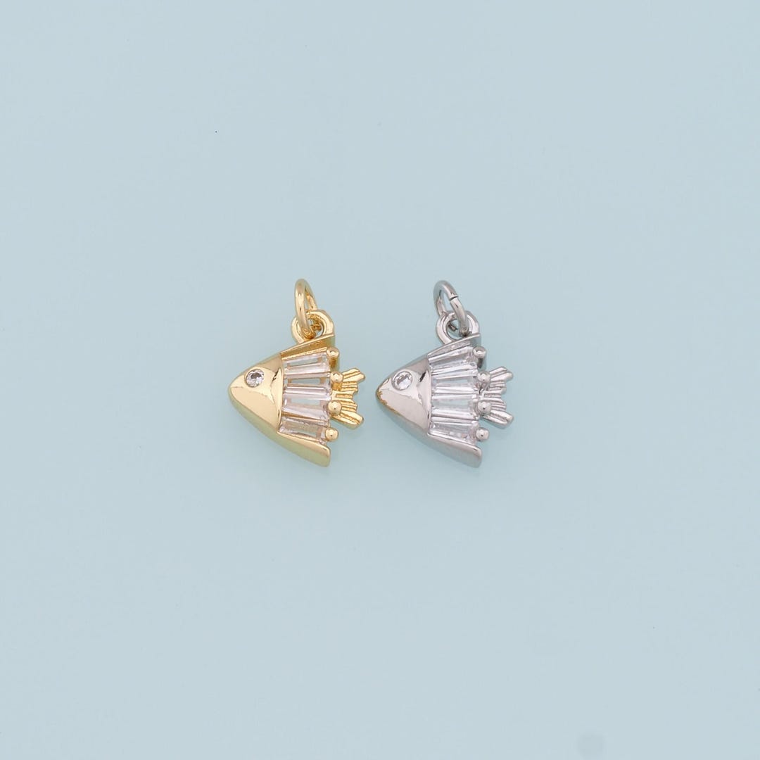 Gold Fish Charms,18k Gold Filled Crystal Fish Pendant,cute Fish Charm ...