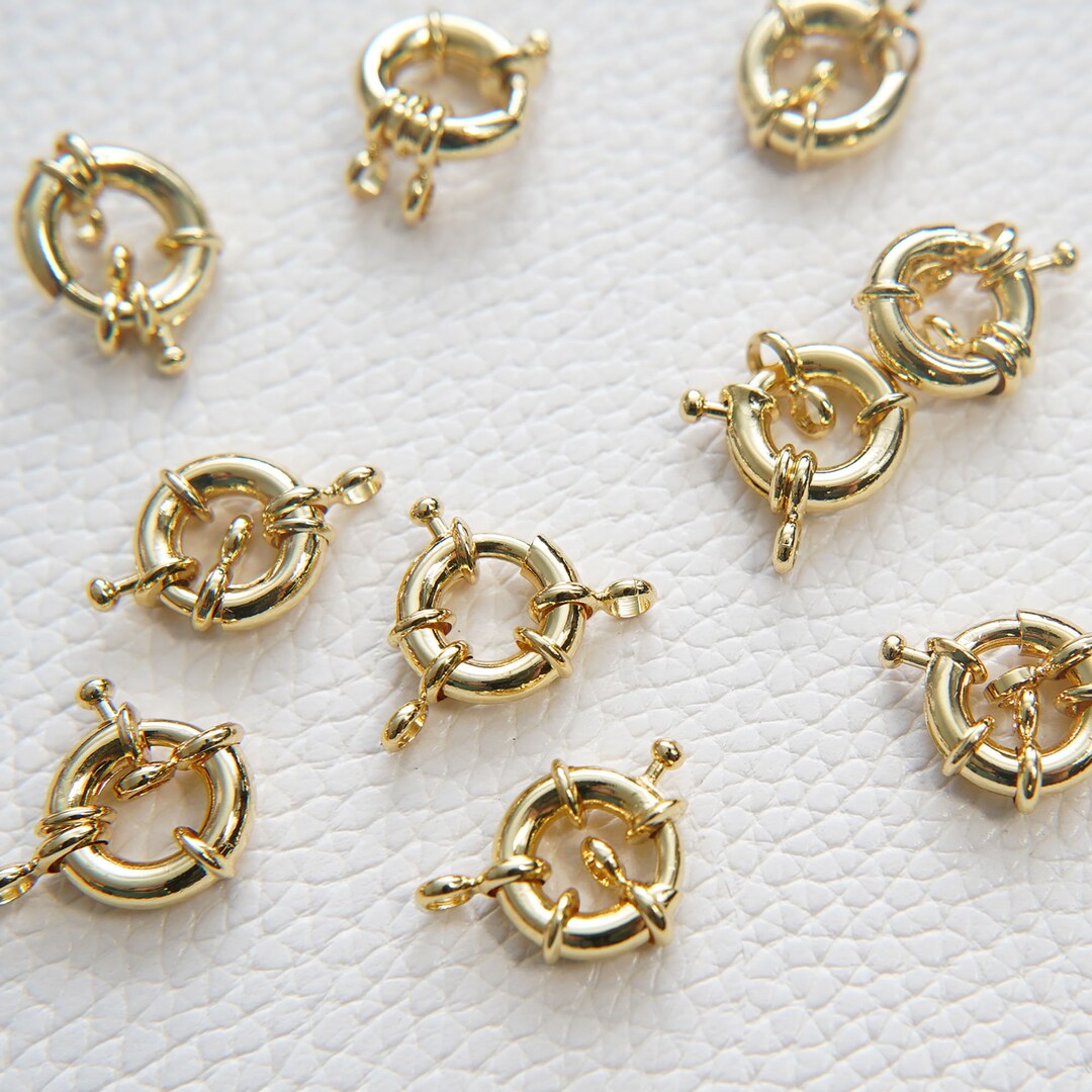 24K Gold Filled Sailor Clasp, Two Clasps Large Spring Ring Include ...