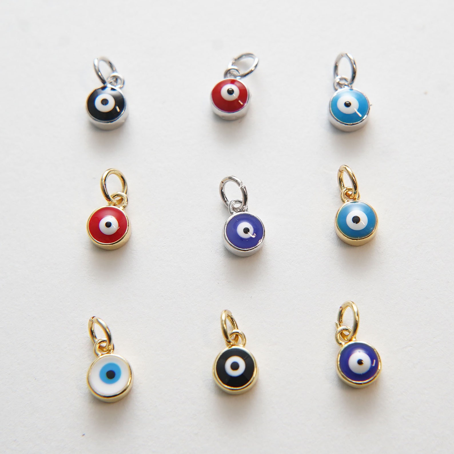 Gold Tiny Blue Evil Eye Charms,18k Gold Filled Evil Eye Pendant,evil ...