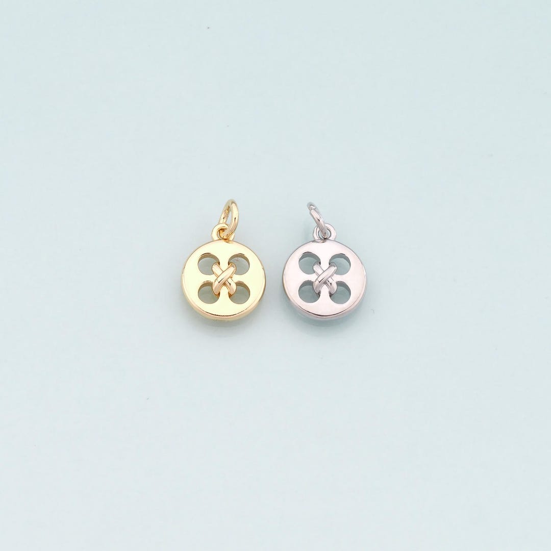 18K Gold Filled Buttons Pendant,dainty Buttons Charm Bracelet Necklace ...