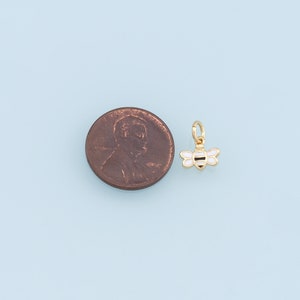 Gold Tiny Bee Charms,18k Gold Filled Coin Bee Pendant,enamel Bee Charm ...