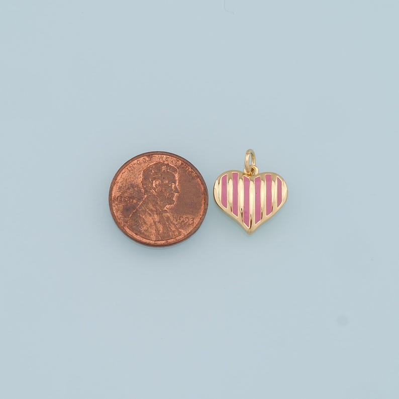 Gold Heart Charms,18k Gold Filled Heart Pendant,enamel Heart Charm ...