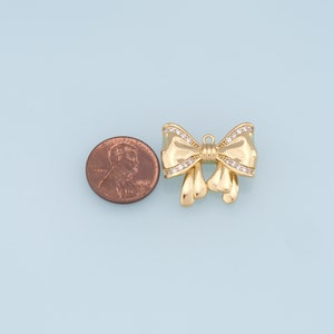 Gold Bow Charms,18k Gold Filled CZ Bow Pendant,silver Bow Tie Charm ...