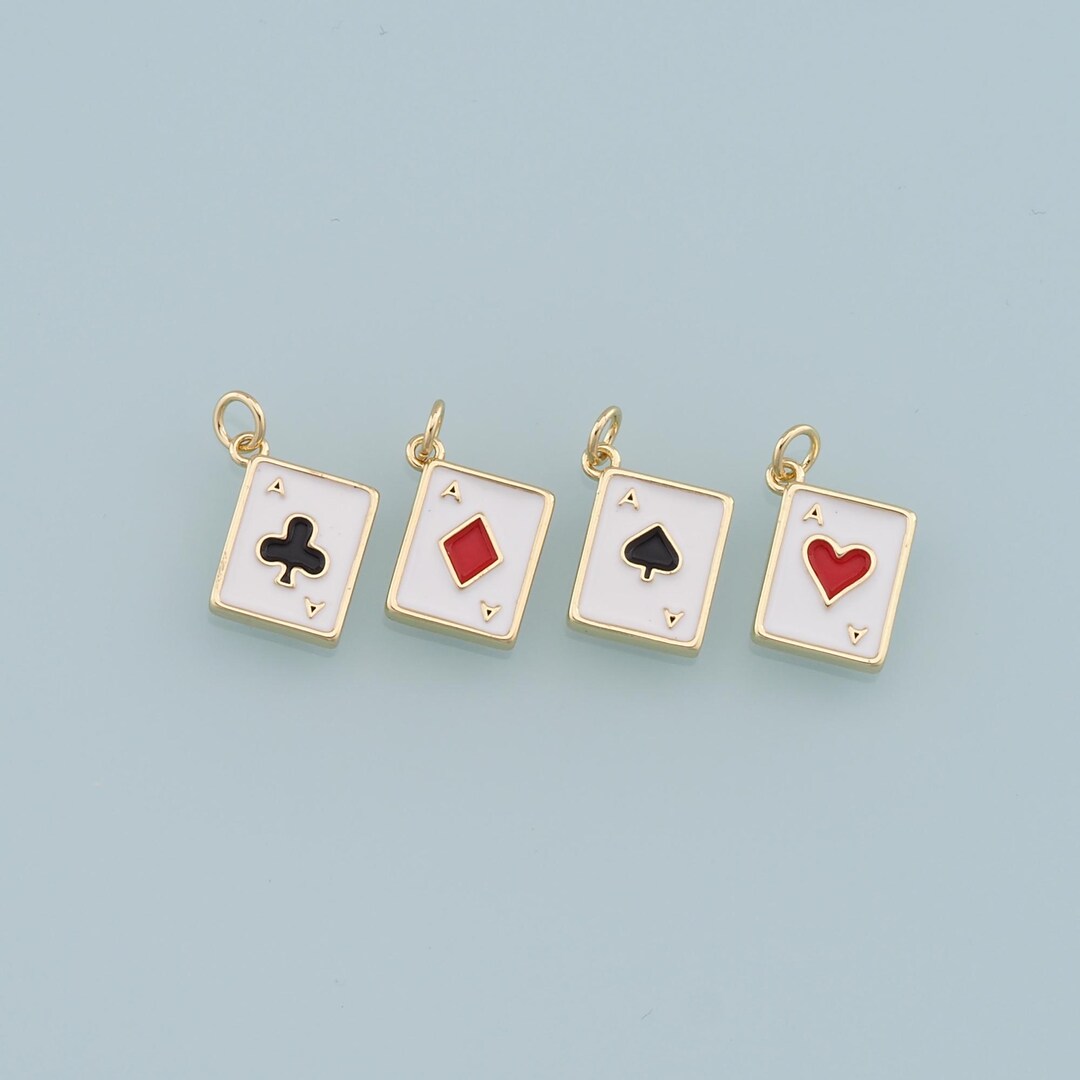 Gold Poker Charms,18k Gold Filled Poker Pendant,playing Card Charm ...
