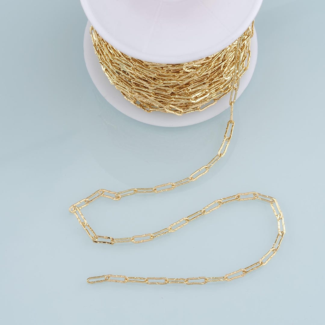 Gold Oval Chain,18k Gold Filled Rectangle Paper Clip Chain for Necklace ...