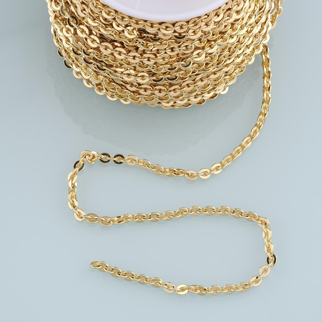 Gold Oval Chain,18k Gold Filled Oval Chain for Necklace Bracelet DIY ...