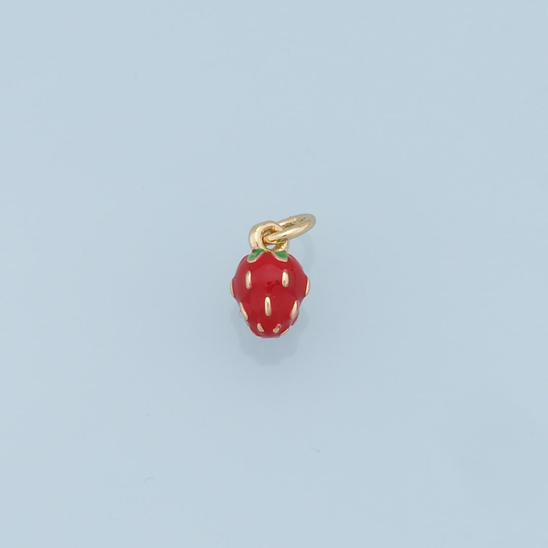 Gold Strawberry Charms,18k Gold Filled Enamel Strawberry Pendant,fruit ...