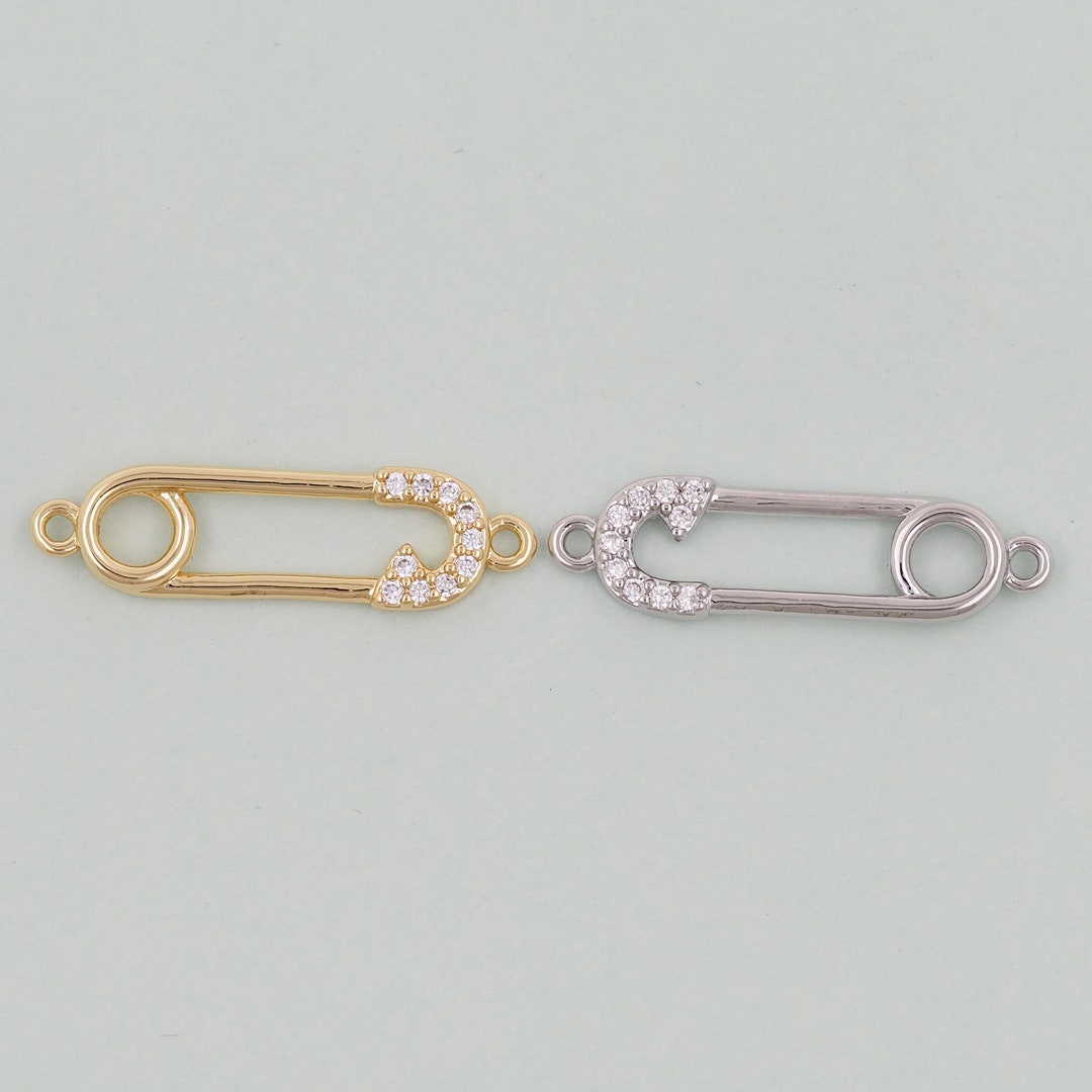 18K Gold Filled Safety Pin Connector Charm for DIY Necklacee Jewelry ...